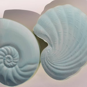 Blue Green Shell Plate Platter Serving Dish Set of 4 Vintage - Etsy