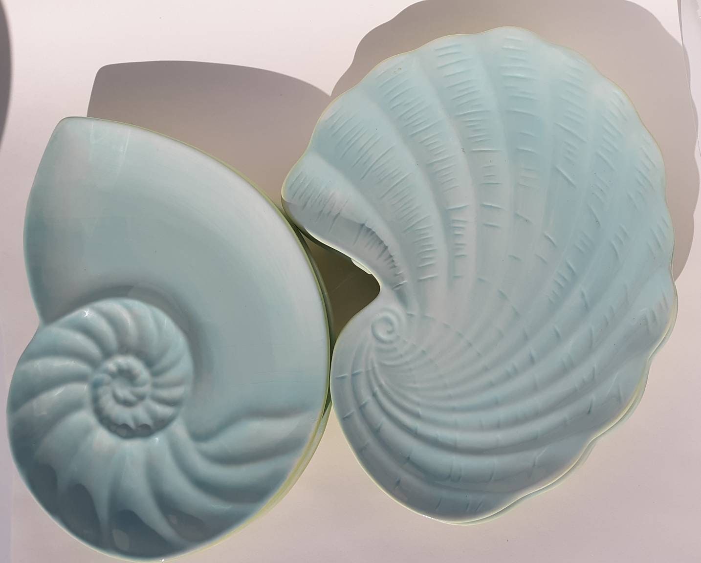 Blue Green Shell Plate Platter Serving Dish Set of 4 Vintage - Etsy