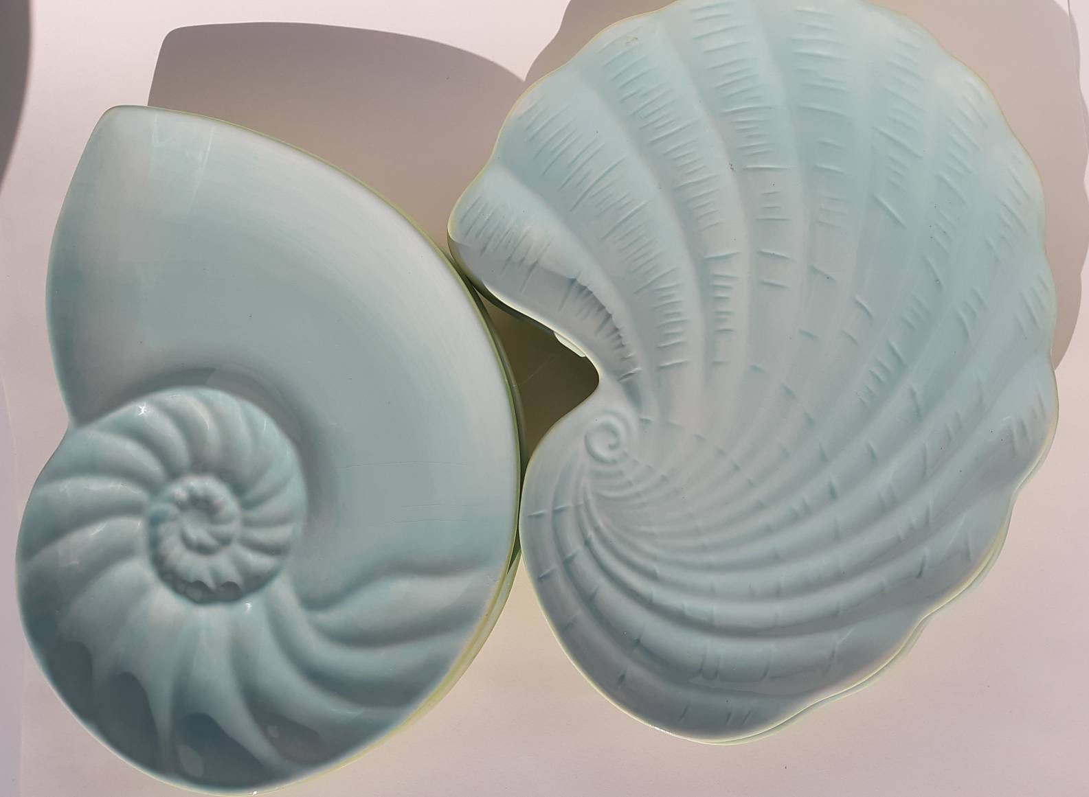 Blue Green Shell Plate Platter Serving Dish Set of 4 Vintage - Etsy