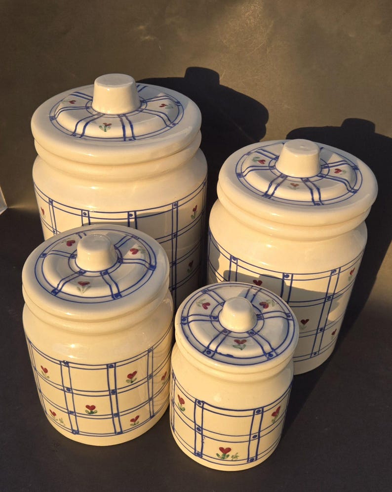 Vintage Retro White Hartstone Windows Canister Set - Etsy
