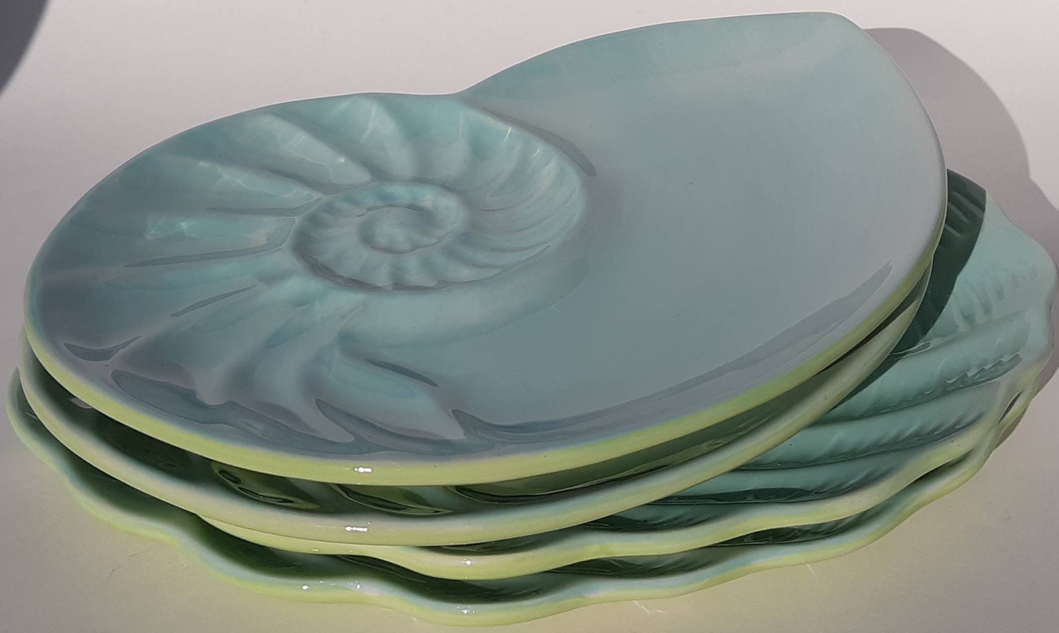 Blue Green Shell Plate Platter Serving Dish Set of 4 Vintage - Etsy