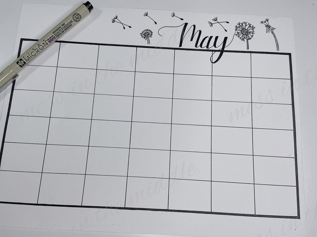 Handmade Blank Printable May 2020 Calendar Pdf, Instant Download ...