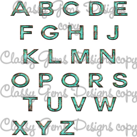 Rusty Teal Alphabet Instant Downloadpng Format With - Etsy