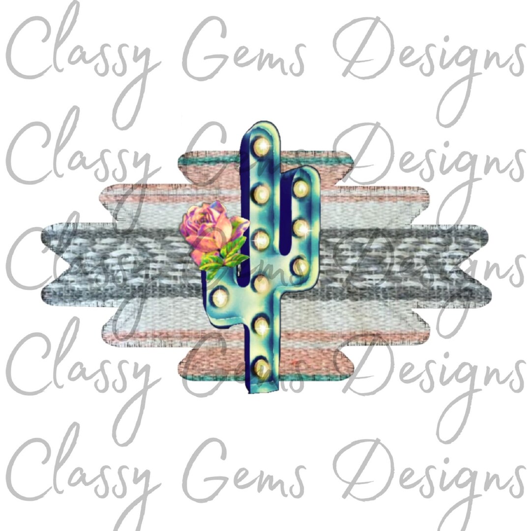 Tribal Aztec Serape Design With Cute Marquee Cactus and - Etsy