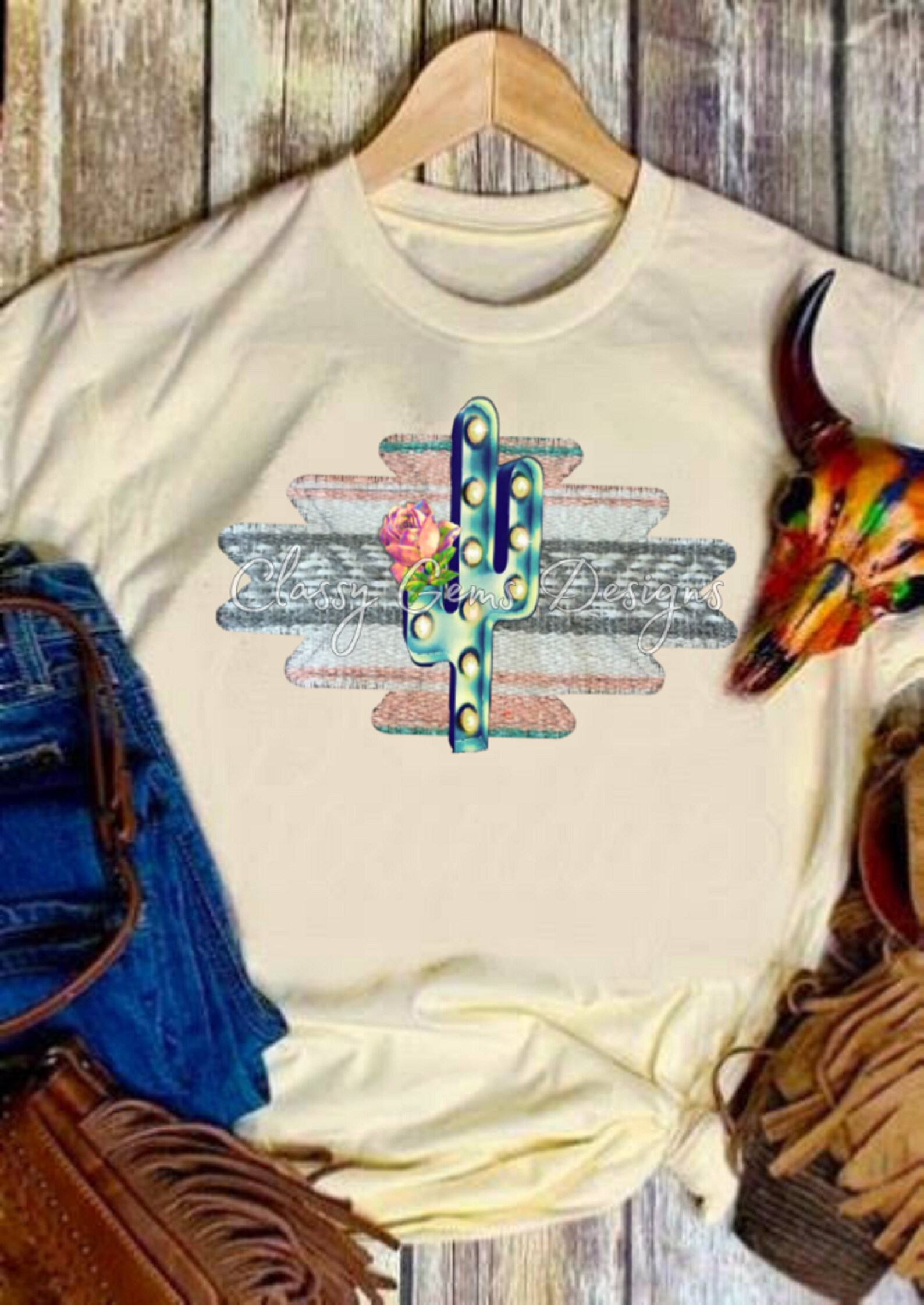Tribal Aztec Serape Design With Cute Marquee Cactus and - Etsy