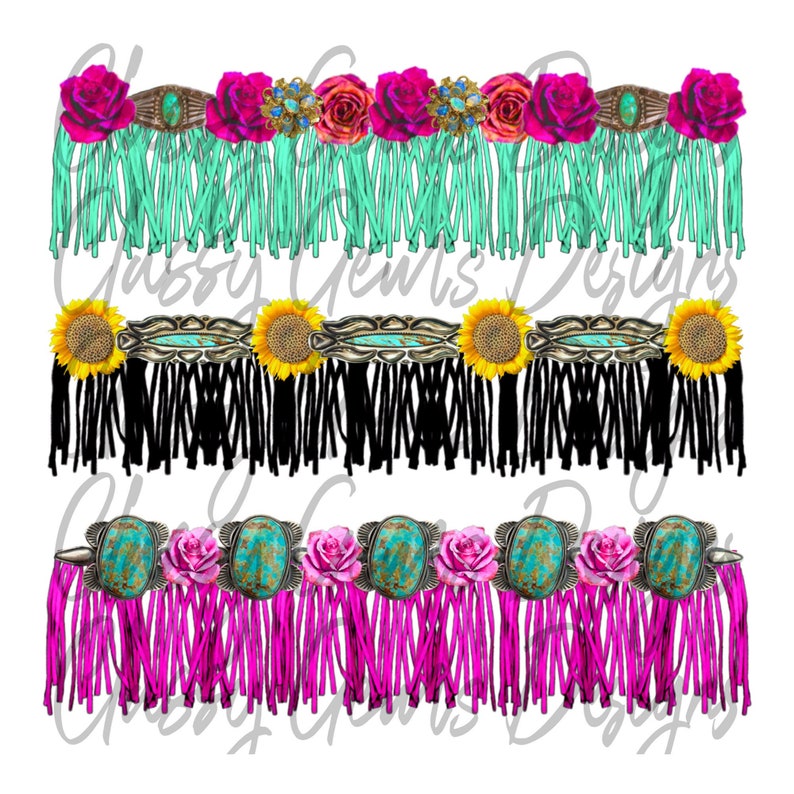 Funky Southwestern fringe banner set of3 banner clip art | Etsy