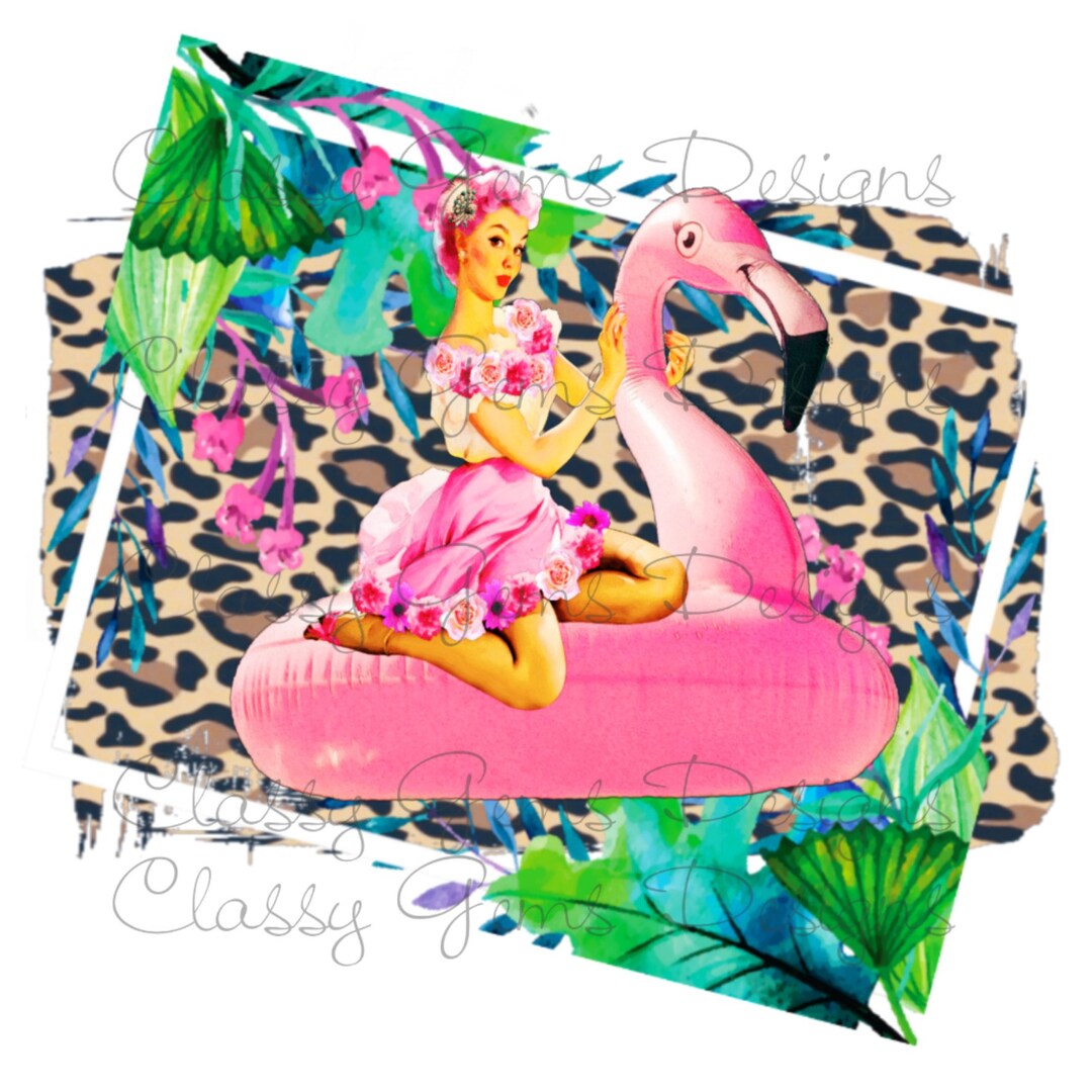 Digital Downloadpink Flamingo With Pin up Gal-tropical - Etsy