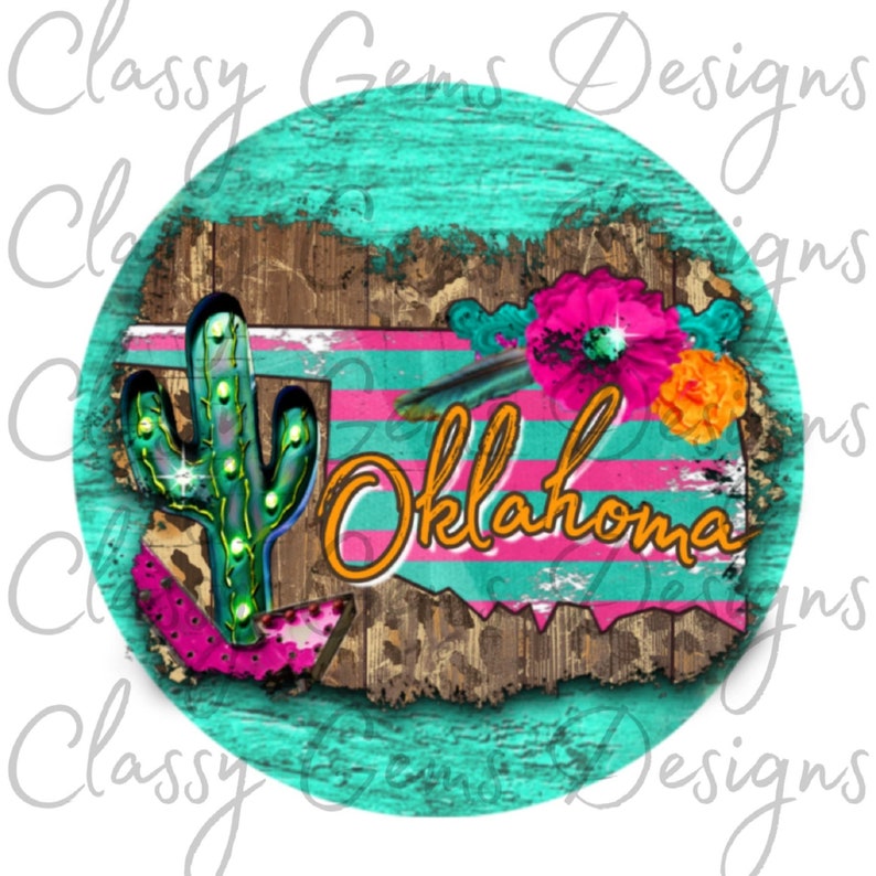 Oklahoma State Cute Funky Marquee Cactus and Vivid - Etsy