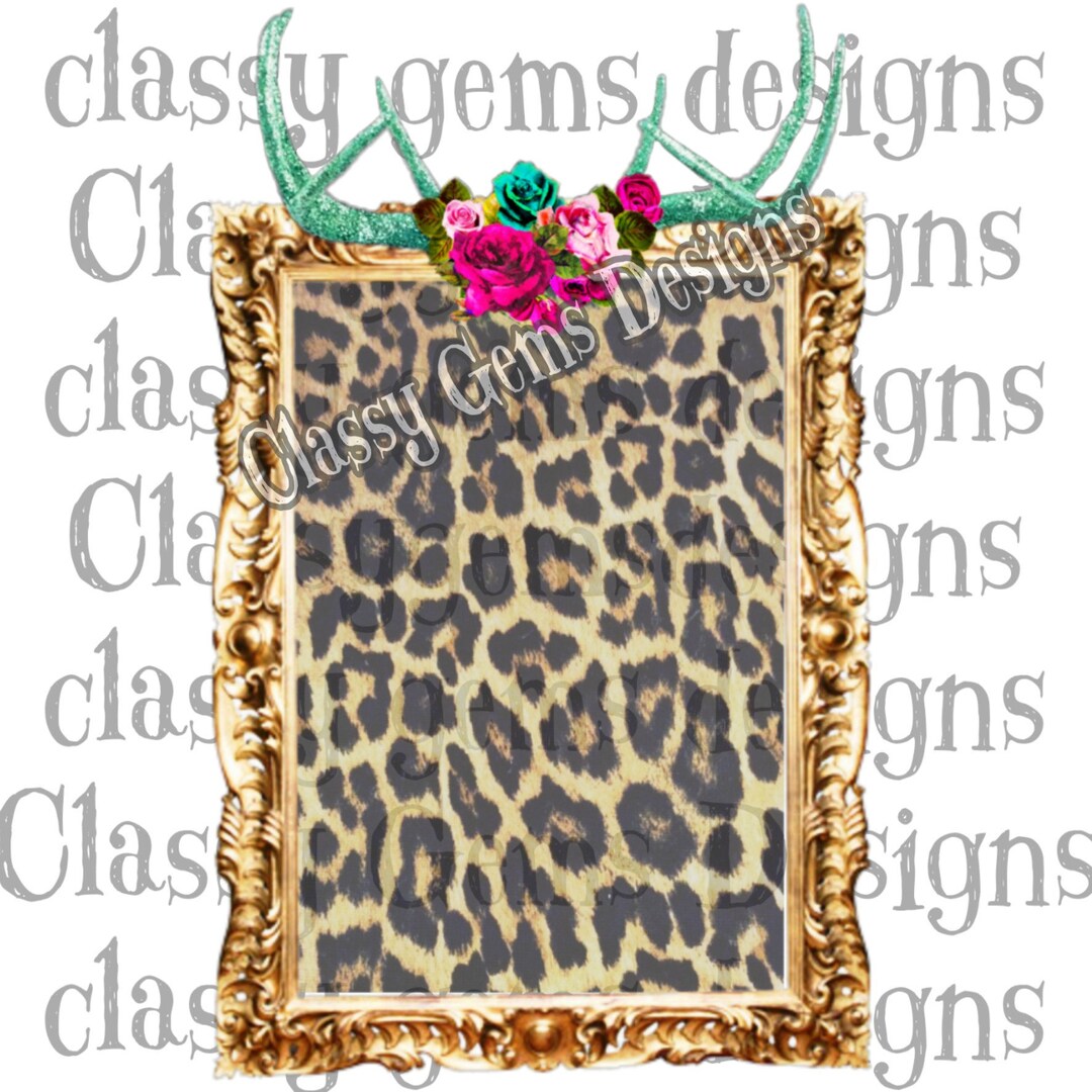 Leopard Frame With Antlersinstant Download Png Format With - Etsy
