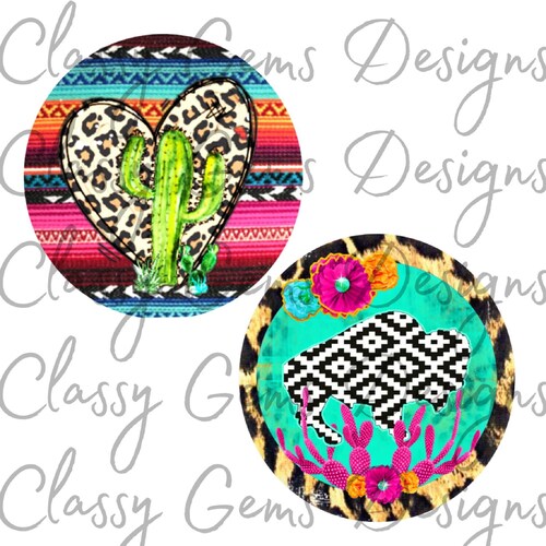 Funky Southwestern Buffalo Cactus Circle Graphics Perfect for | Etsy