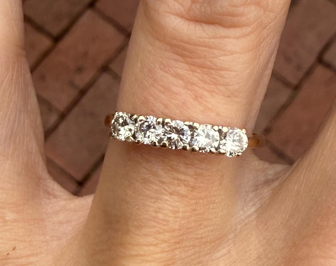 Vintage Estate Five Round Natural Diamond Wedding Anniversary Band ...