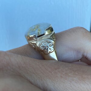 Vintage Gold in Quartz Half Bezel Set Flower Detail 14k Yellow Gold ...