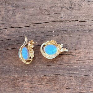 Oval Opal Diamond Stud Earrings 10k Yellow Gold - Etsy