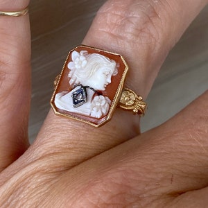 New Old Stock W Original Tags Vintage Estate Square Cameo Ring With ...