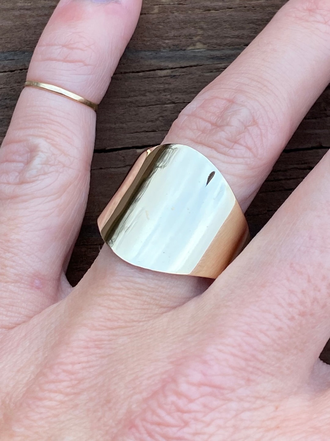 High Polish 19mm Concave Wide Cigar Band 14K Yellow Gold Wedding Ring - Etsy