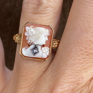 New Old Stock W Original Tags Vintage Estate Square Cameo Ring With ...