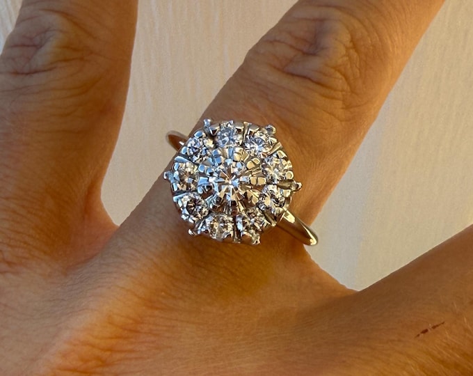 RESERVED FOR LEXY Payment 1 of 3 Vintage Estate Diamond Cluster Flower ...