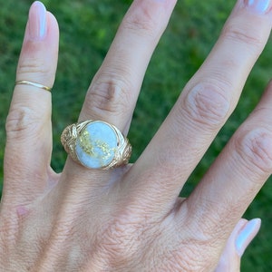 Vintage Gold in Quartz Half Bezel Set Flower Detail 14k Yellow Gold ...