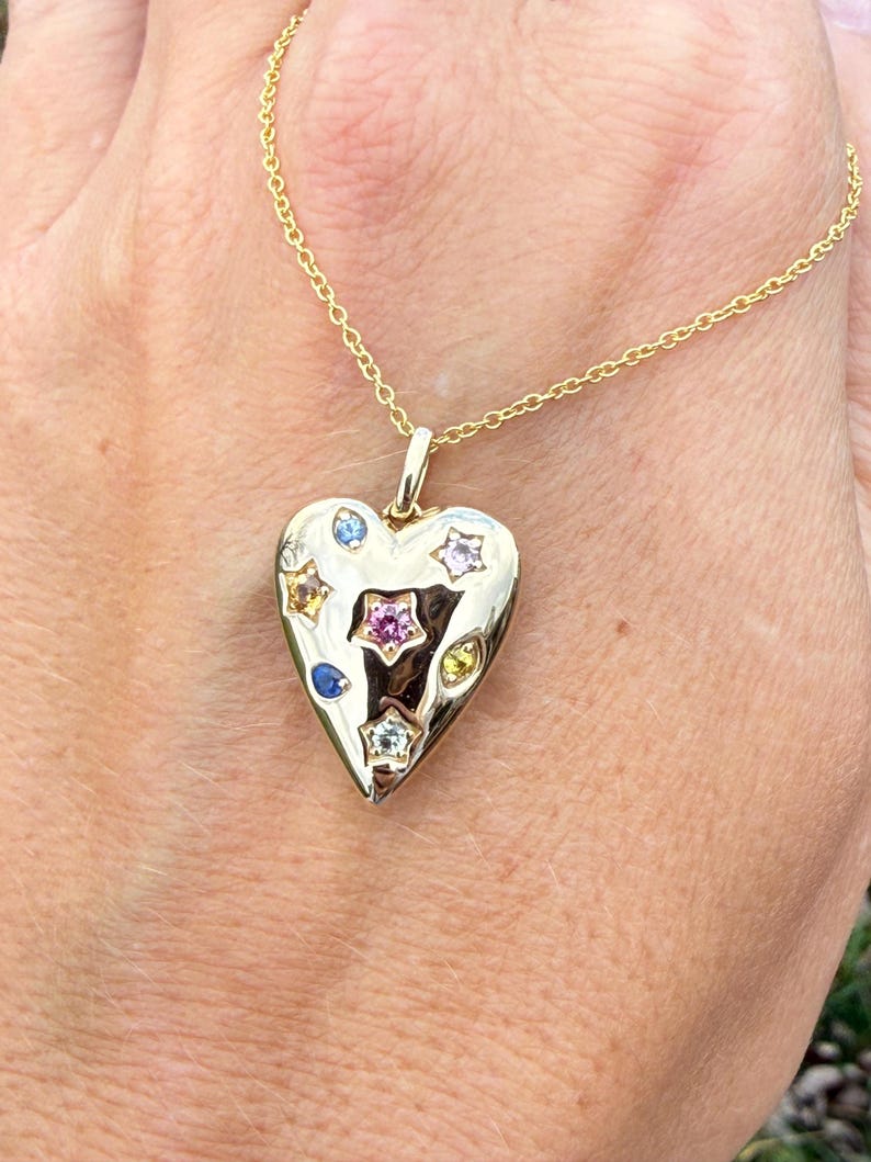 Effy Multi Color Sapphire Heart Pendant Charm 16" to 18'' Chain ...