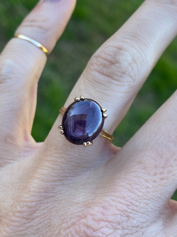 Genuine Star Ruby Cabochon Solitaire Cocktail Ring 10… - Gem