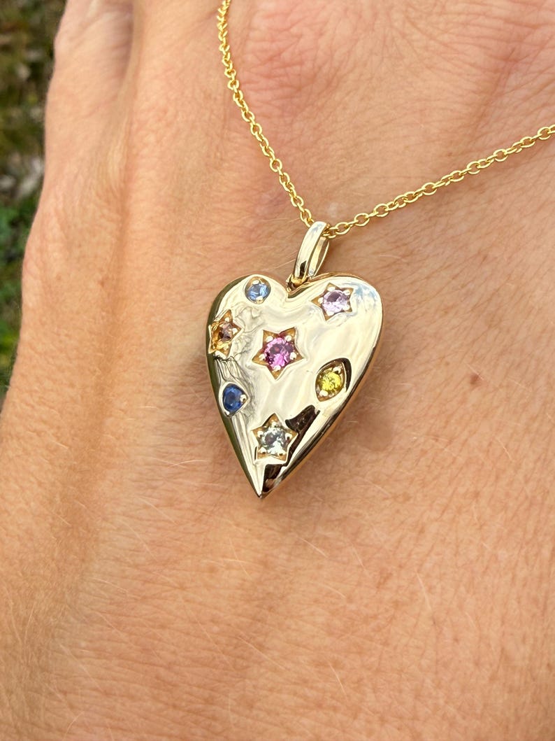 Effy Multi Color Sapphire Heart Pendant Charm 16" to 18'' Chain ...