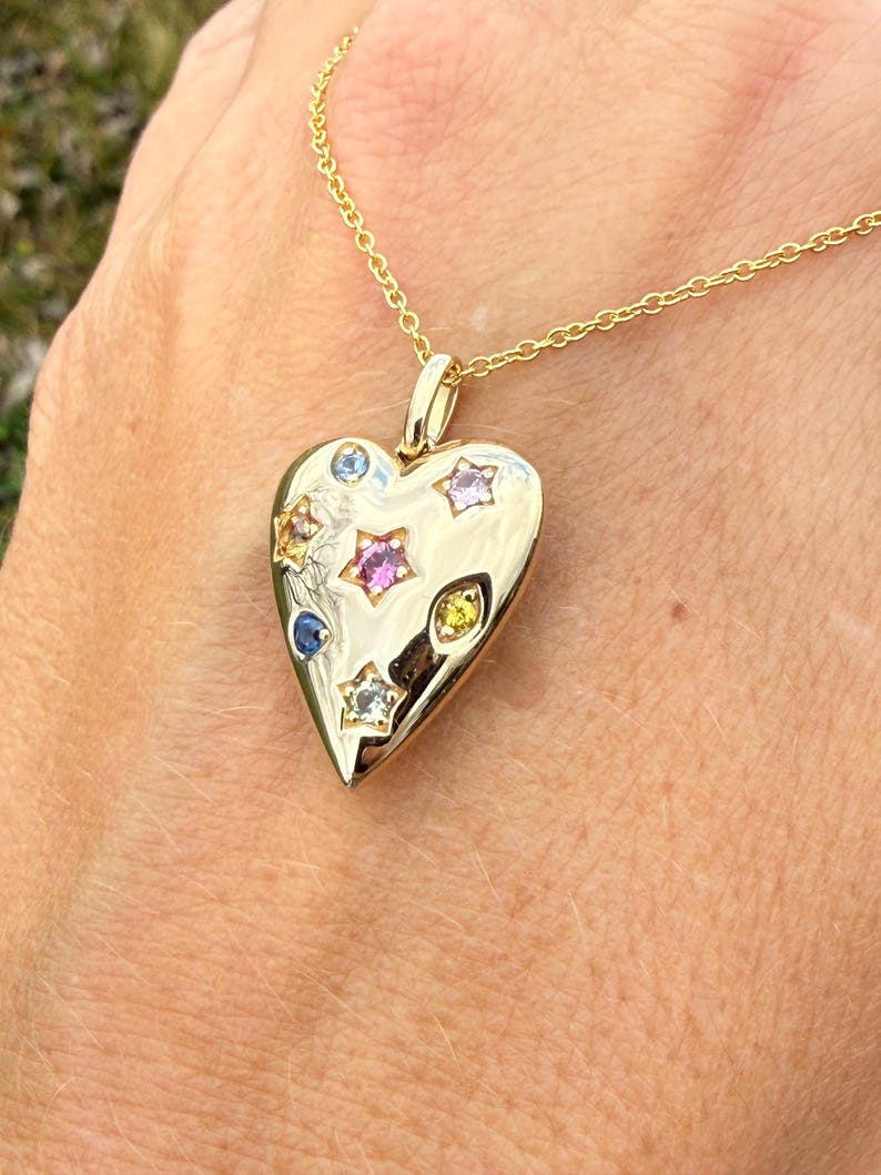 Effy Multi Color Sapphire Heart Pendant Charm 16" to 18'' Chain ...