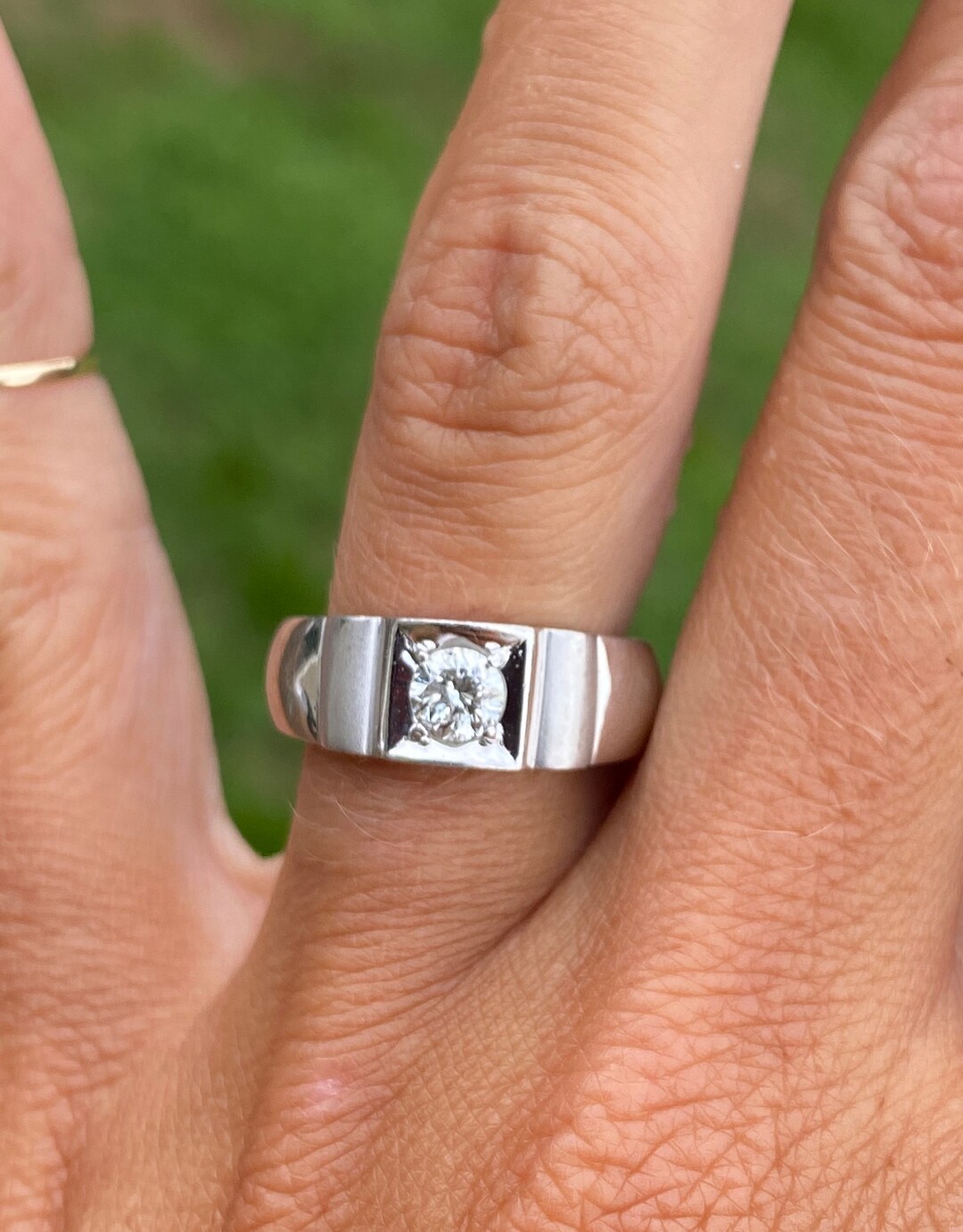 Vintage Estate Transitional Cut Diamond Solitaire Platinum Ring Heavy ...