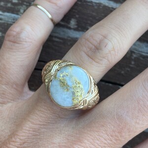 Vintage Gold in Quartz Half Bezel Set Flower Detail 14k Yellow Gold ...