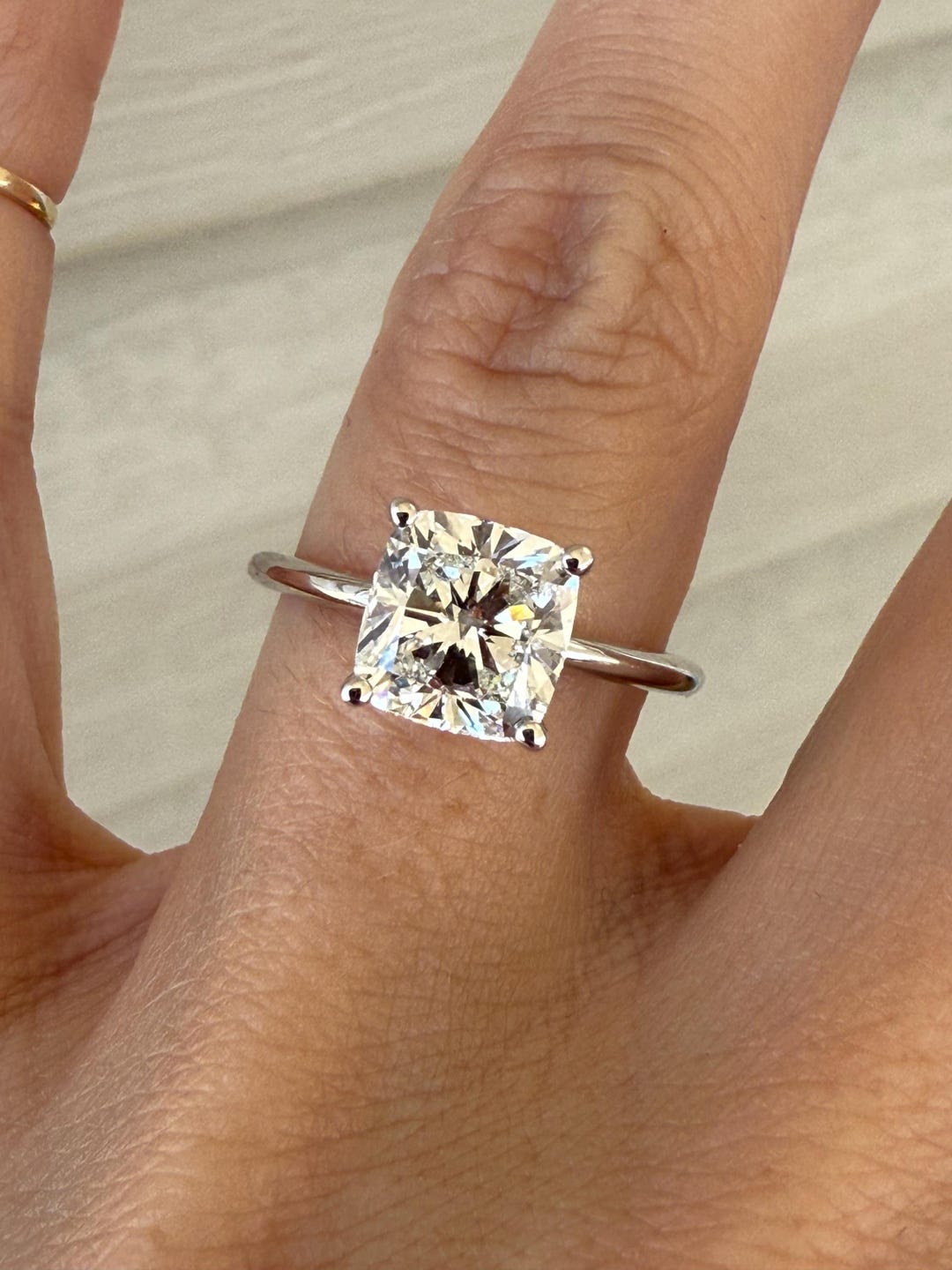 Stunning 2.00ct Square Cusion Cut Lab Grown Diamond Solitaire ...