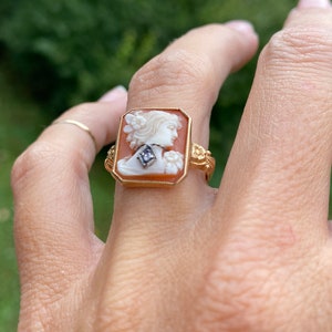 New Old Stock W Original Tags Vintage Estate Square Cameo Ring With ...