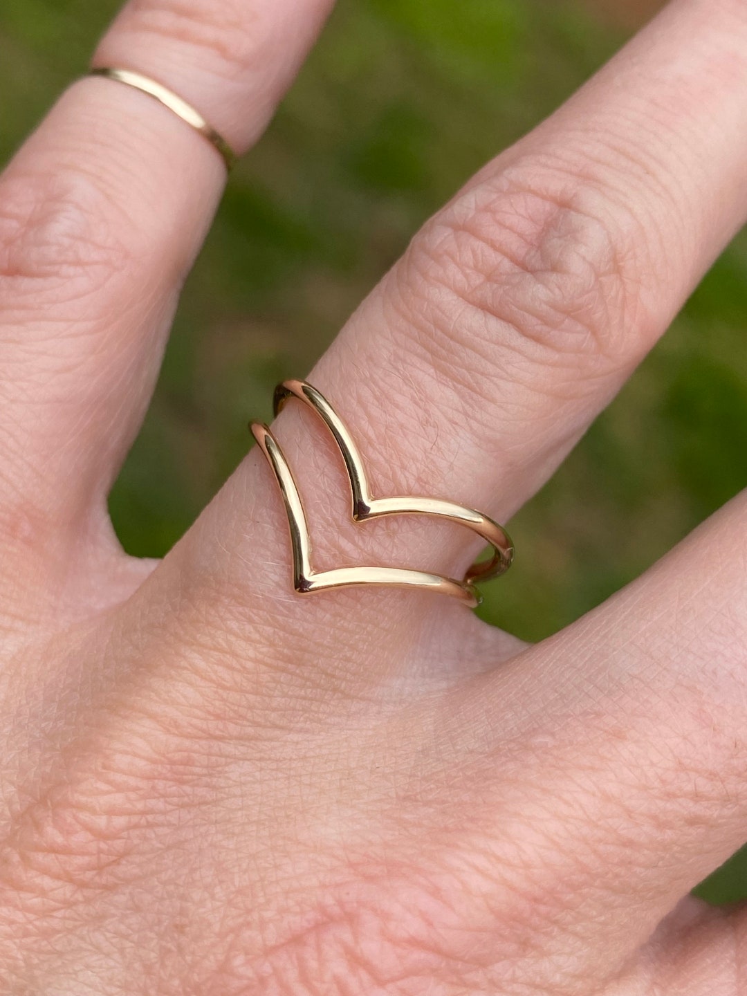 Double Row Chevron Band Ring 14k Yellow Gold - Etsy
