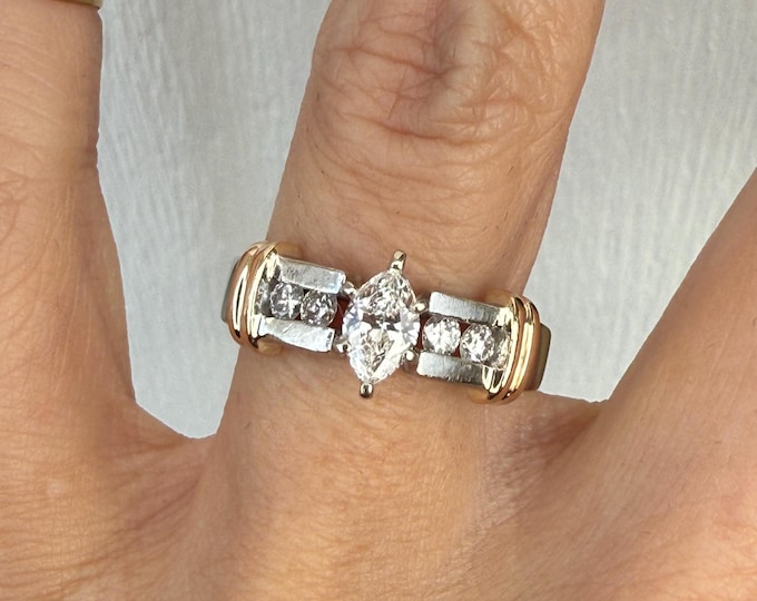 RESERVED FOR NICOLE Genuine Marquise Round Diamond Engagement or ...