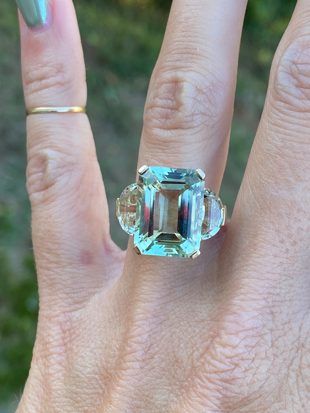 Effy Emerald Cut Step Cut Half Moon Prasiolite Mint Green Amethyst 14K ...