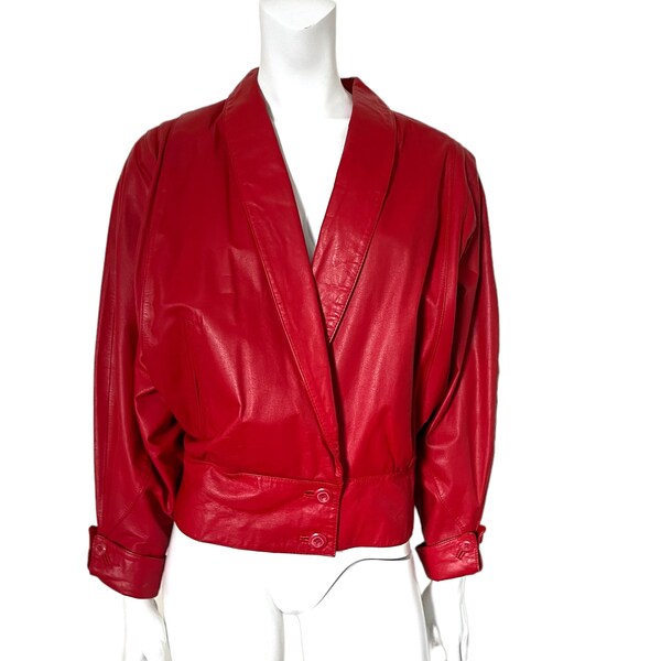 Red Leather Jacket - Etsy