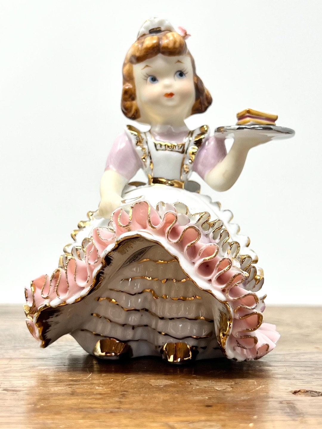Vintage Lefton Waitress Figurine: 1956 Kitsch Bloomer Girl Decor - Etsy