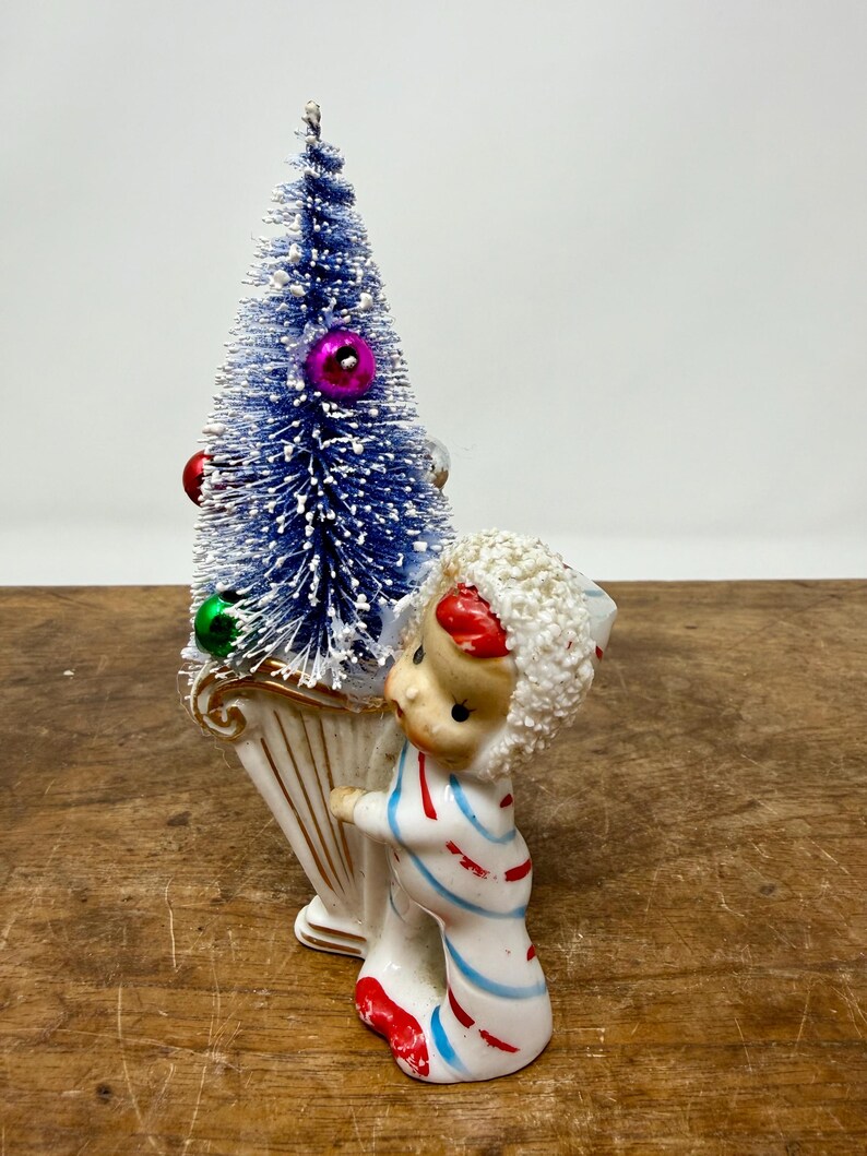 Vintage Candy Cane Boy Holding a Christmas Tree Harp - Etsy
