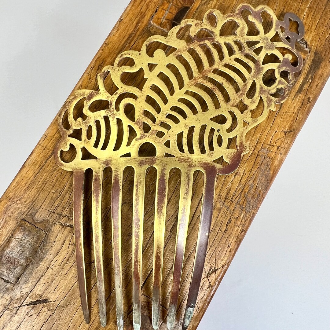 Art Deco Brass Hair Comb - Etsy