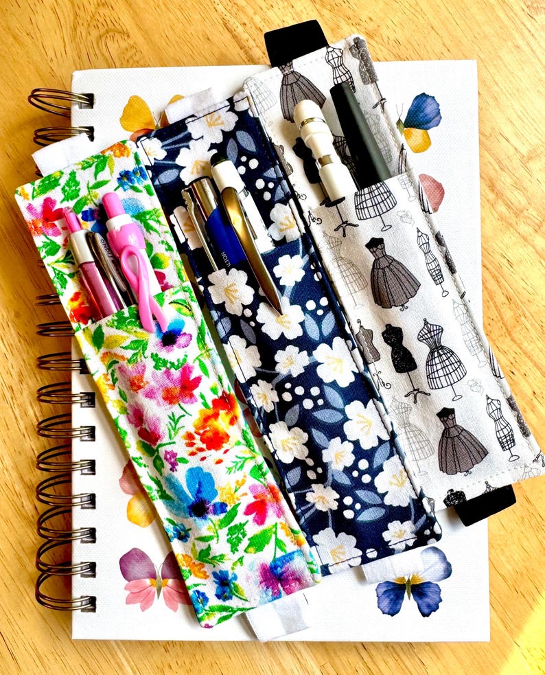 Journal Pen Holder, Pen Holder for Notebook, Fabric Pen Holder, Book ...