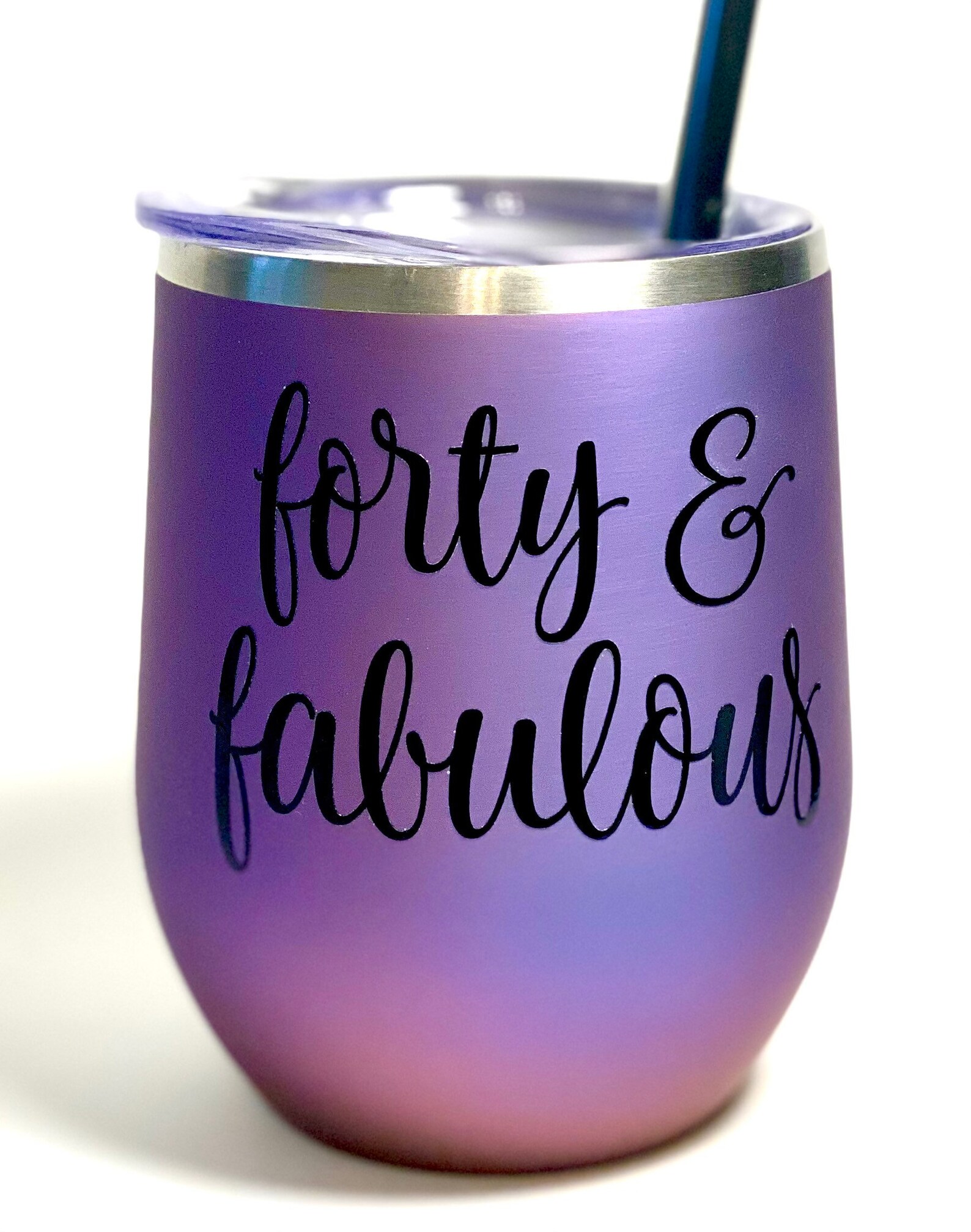 Forty And Fabulous Wine Tumbler 40th Birthday T 40 And Etsy