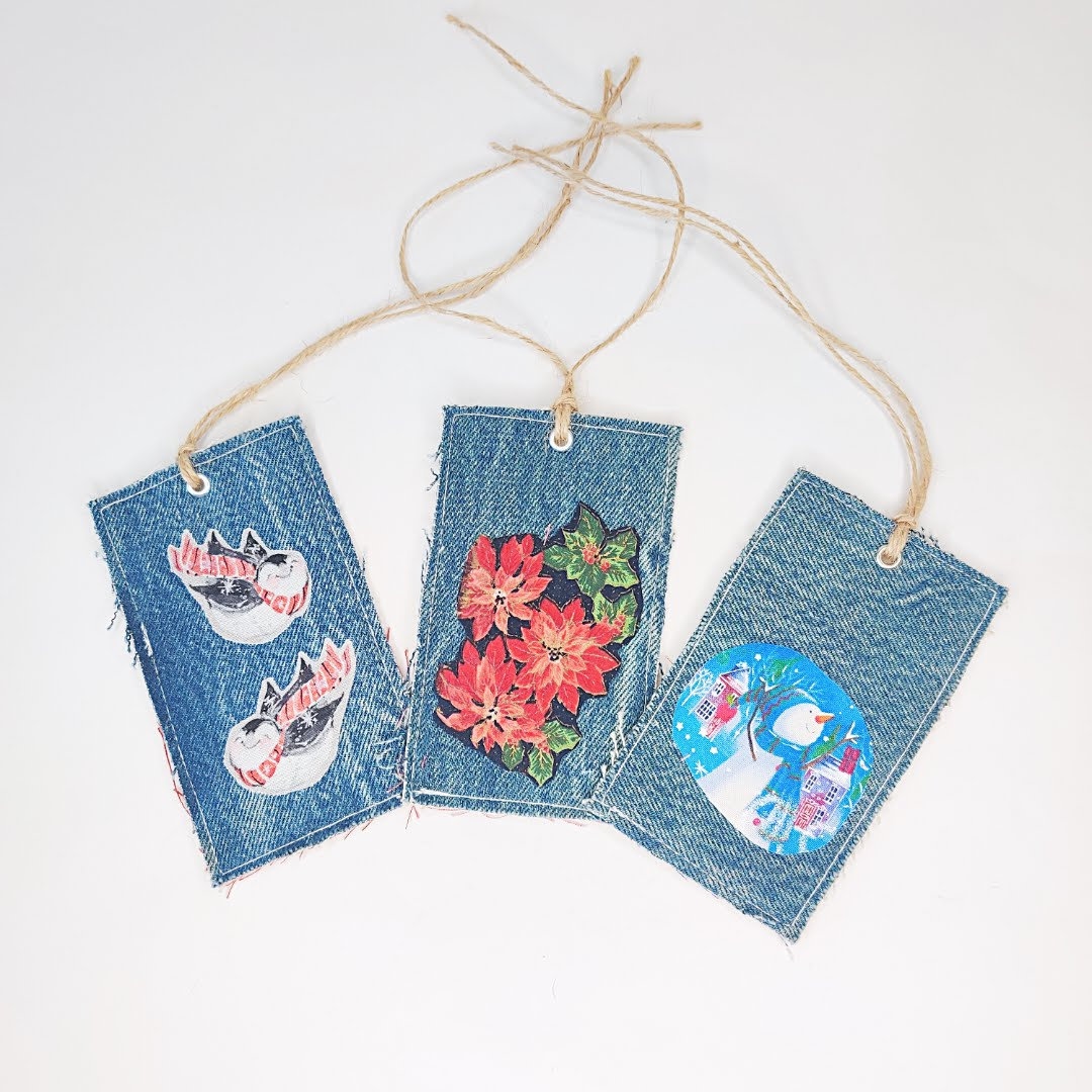 Reusable Gift Tags From Upcyled Denim With Christmas Cut-out, Made From ...