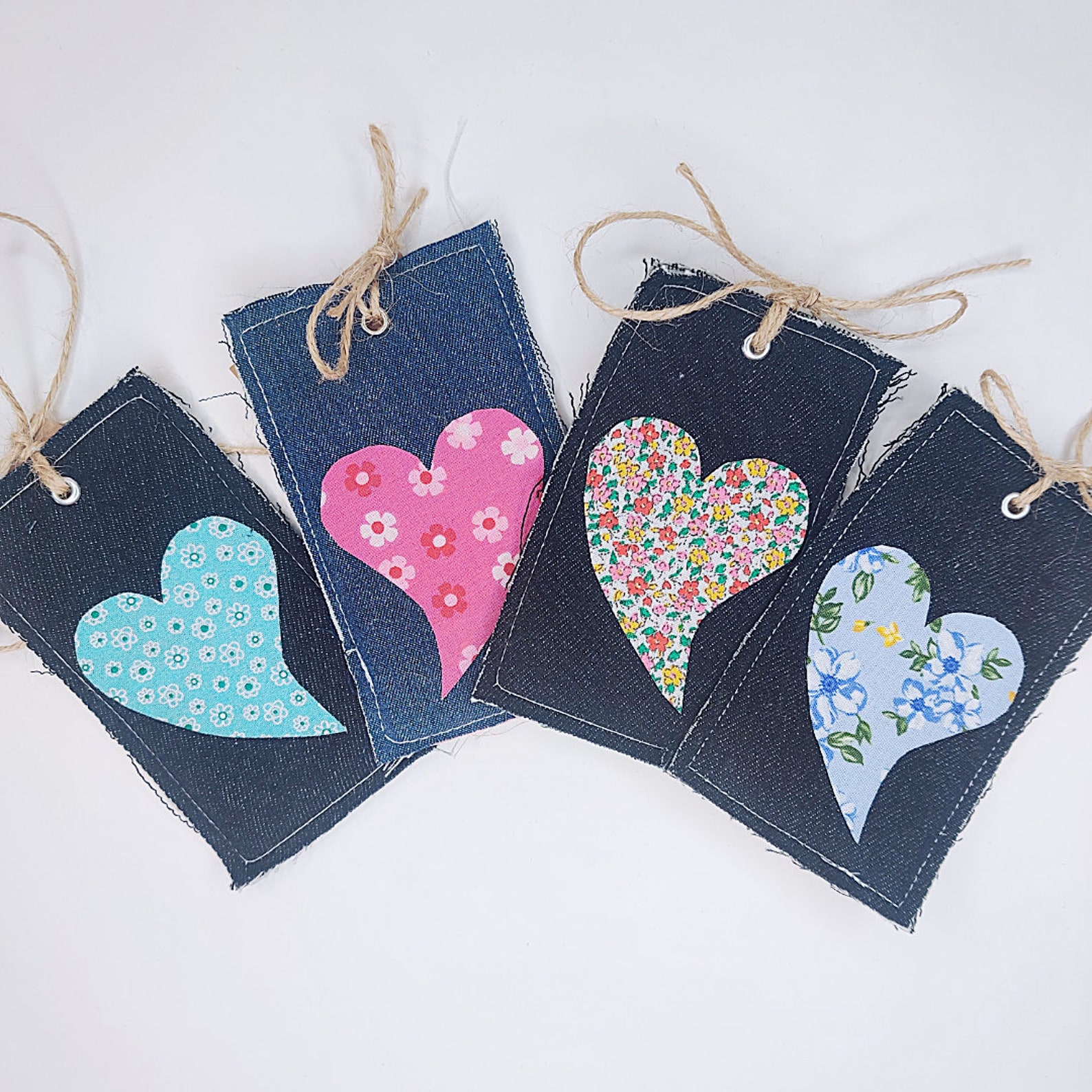 Upcycled Denim Gift Tag Holder-reusable Zero Waste Pocket, Heart ...