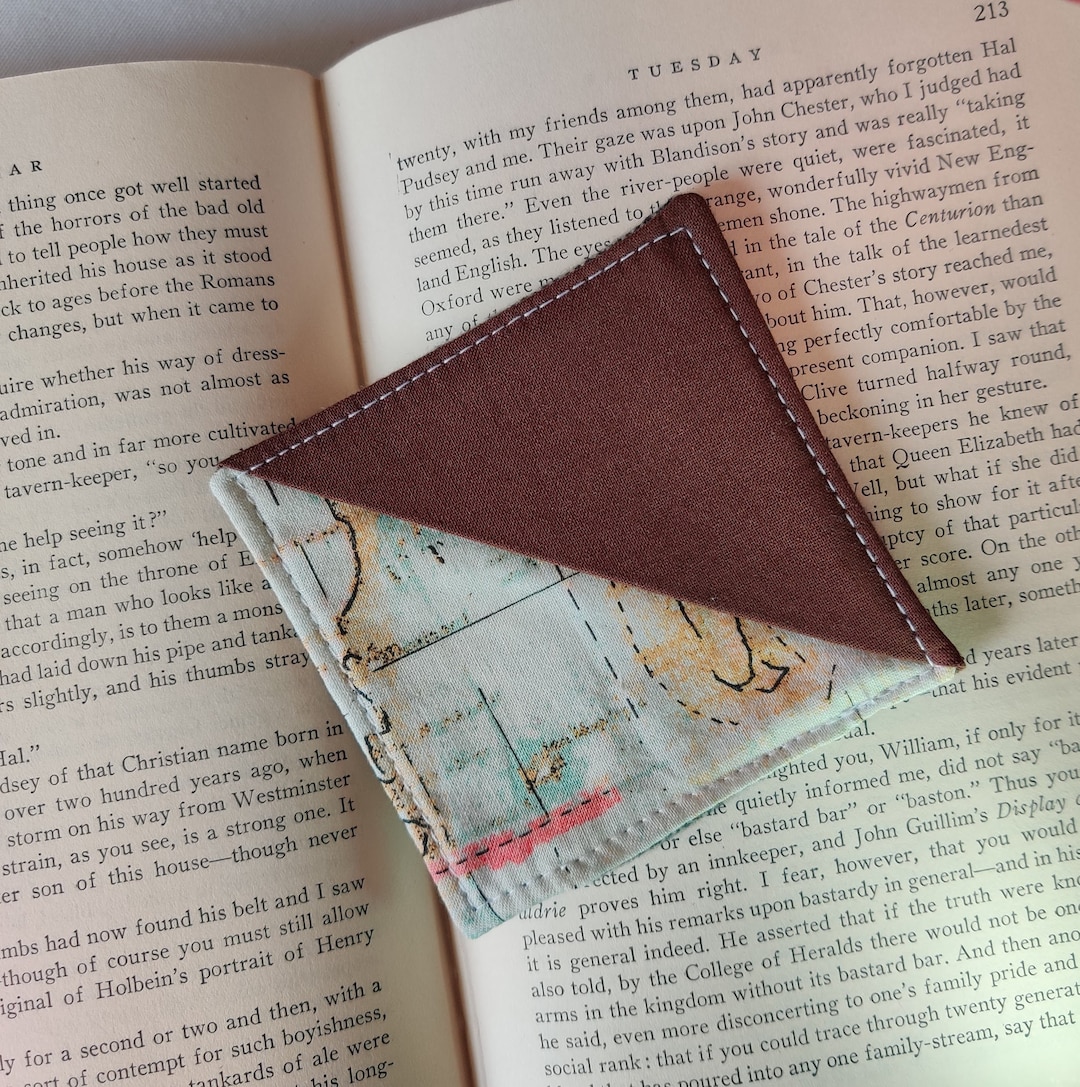 Square Corner Bookmark in Map Motif - Etsy