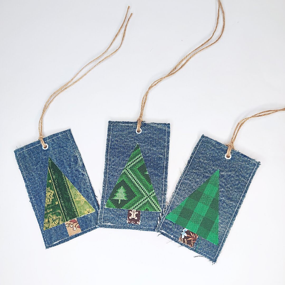 Reusable Upcycled Denim Gift Tags With Christmas Tree - Etsy