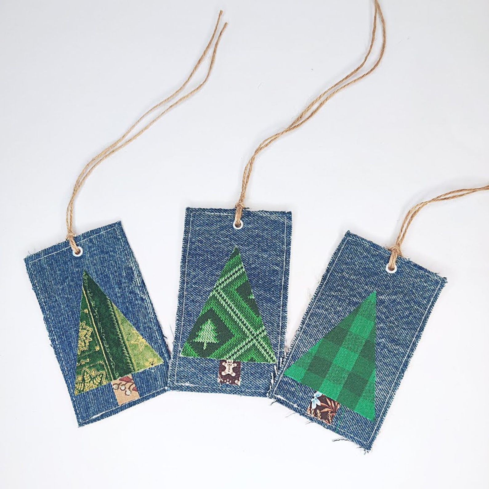 Reusable Upcycled Denim Gift Tags With Christmas Tree - Etsy