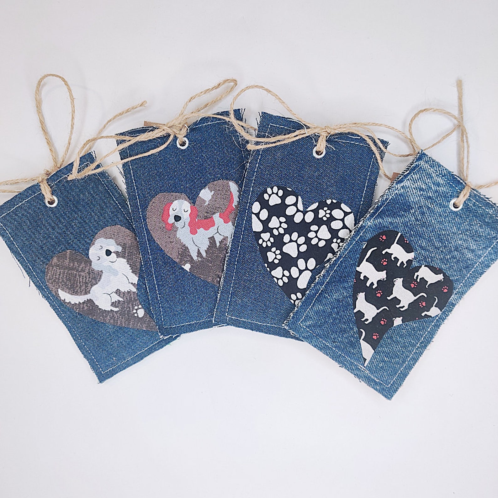 Upcycled Denim Gift Tag Holder-reusable Zero Waste Pocket, Heart ...