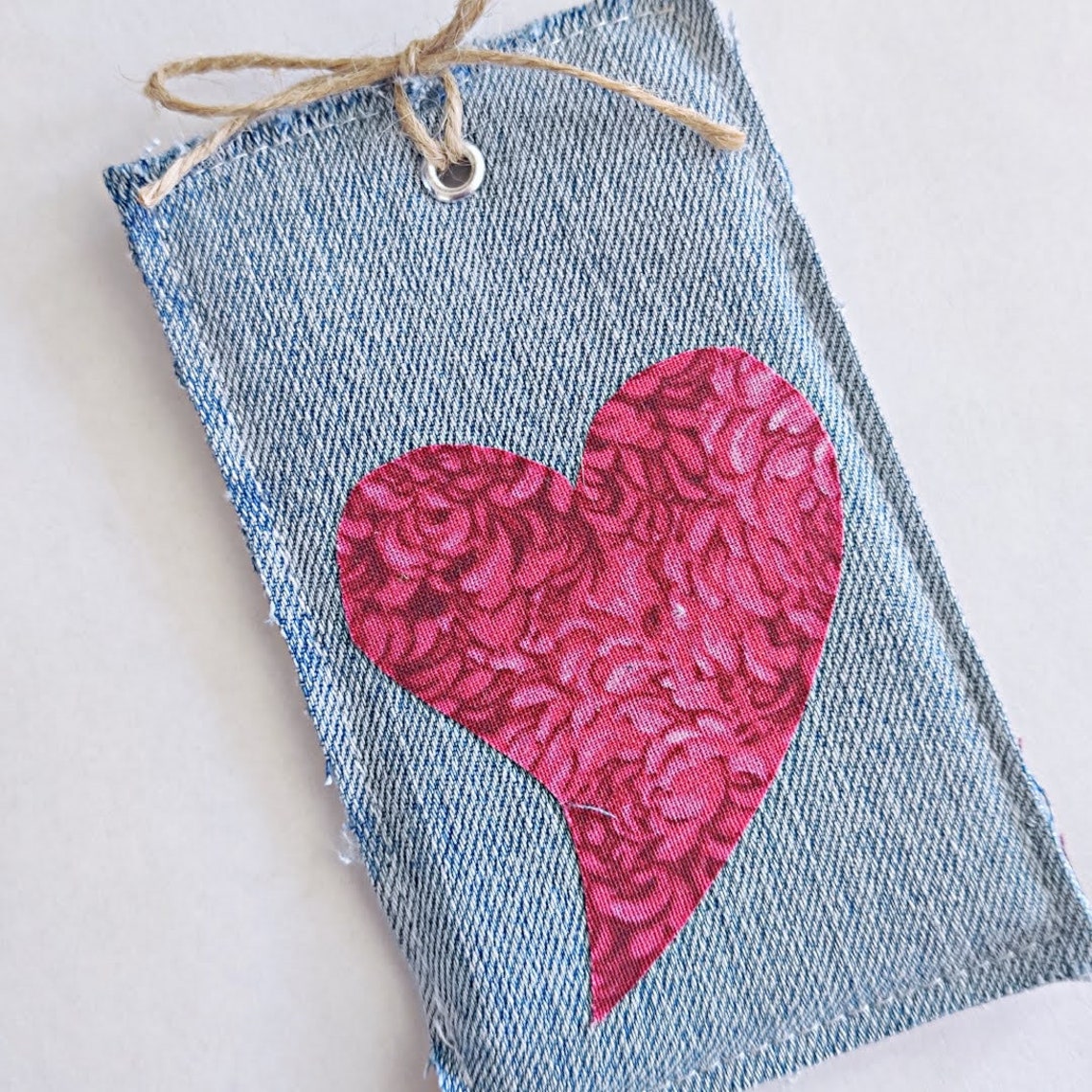 Upcycled Denim Gift Tag Holder-reusable Zero Waste Pocket, Heart ...