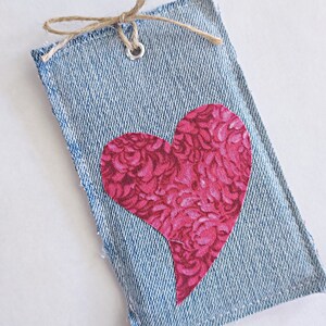 Upcycled Denim Gift Tag Holder-reusable Zero Waste Pocket, Heart ...