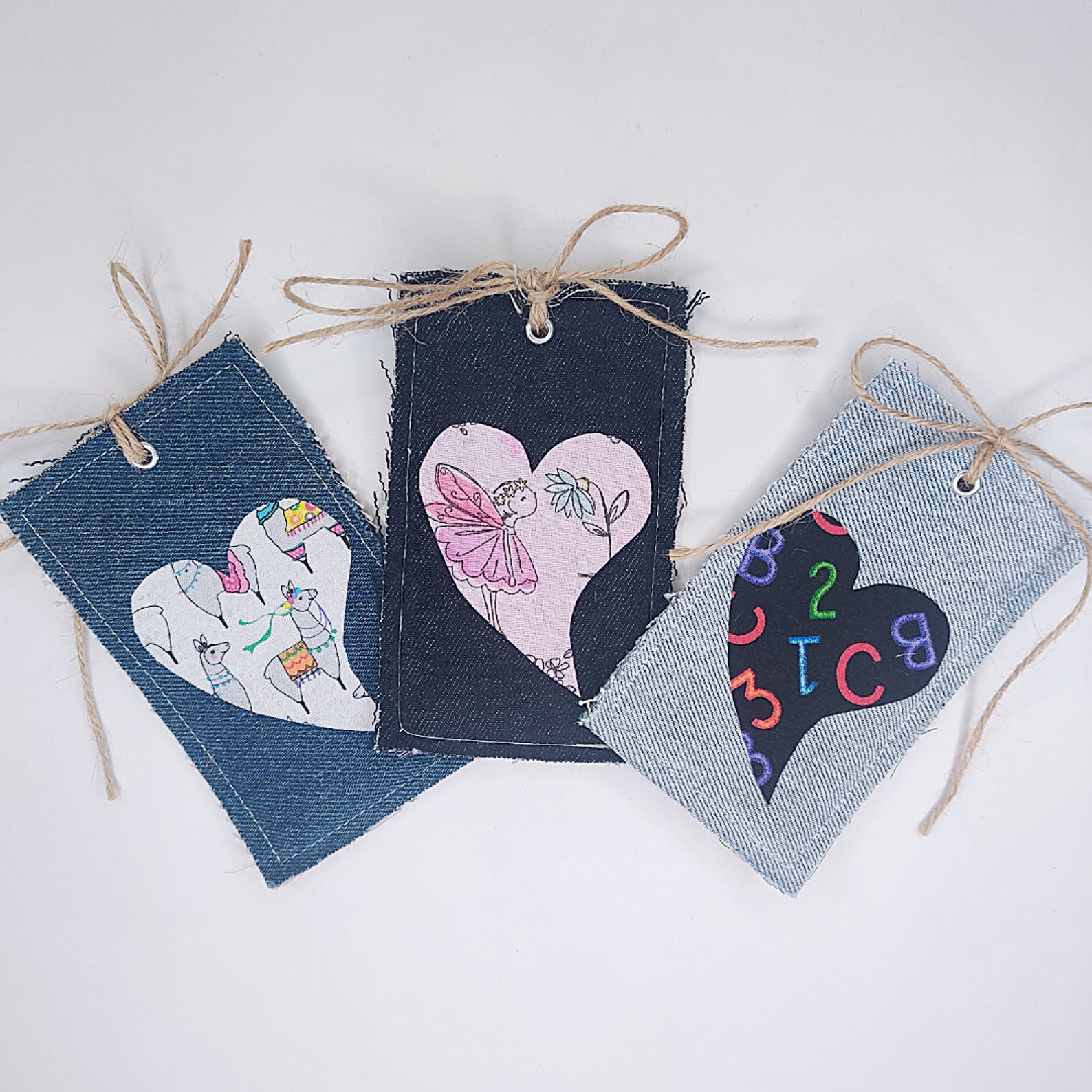 Upcycled Denim Gift Tag Holder-reusable Zero Waste Pocket, Heart ...