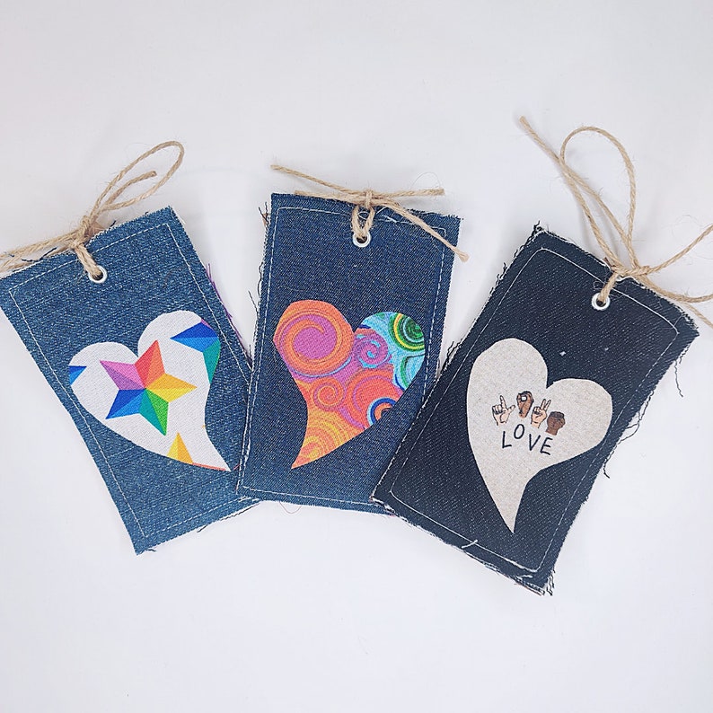 Upcycled Denim Gift Tag Holder-reusable Zero Waste Pocket, Heart ...