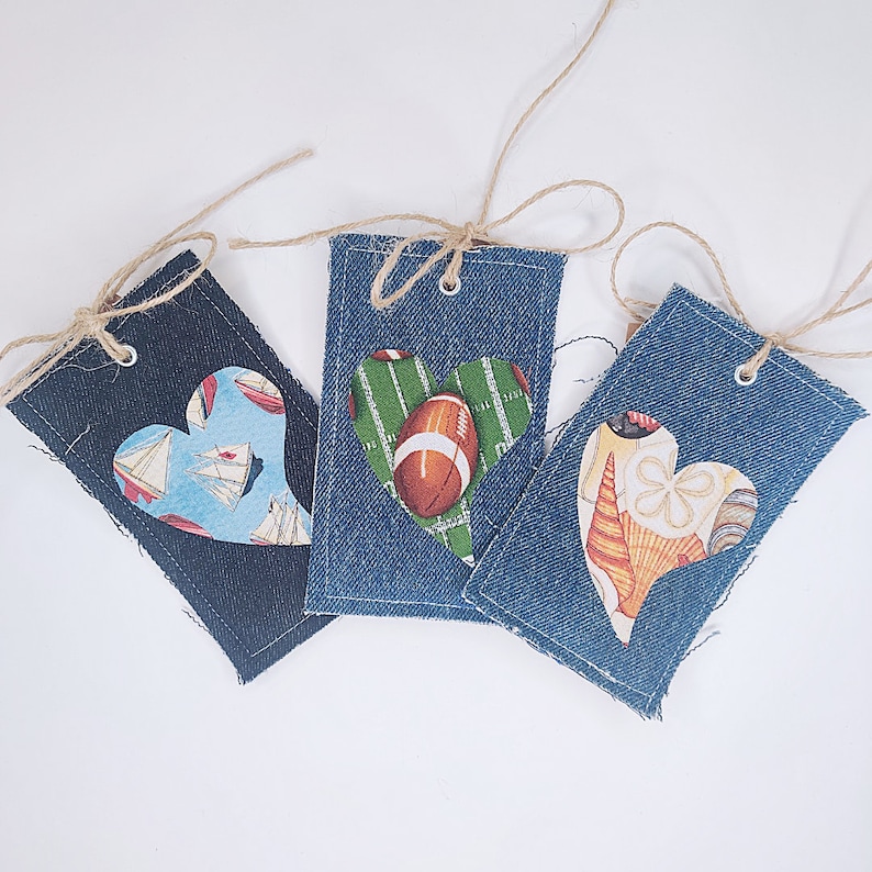 Upcycled Denim Gift Tag Holder-reusable Zero Waste Pocket, Heart ...
